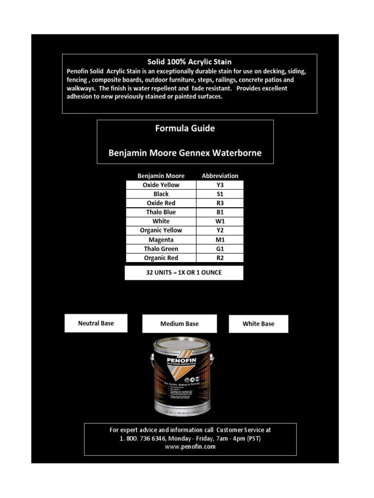 Benjamin Moore Gennex Formula Guide | PDF