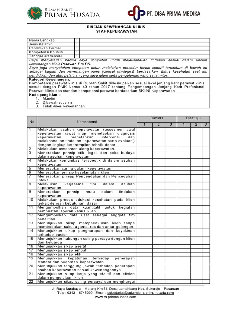 RKK Perawat Pra PK | PDF