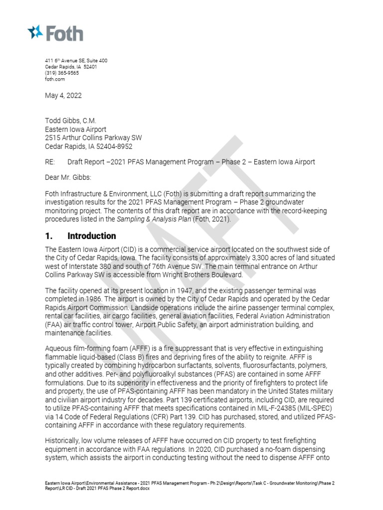 Foth Engineering Report - PFAS | PDF | Sampling (Statistics ...