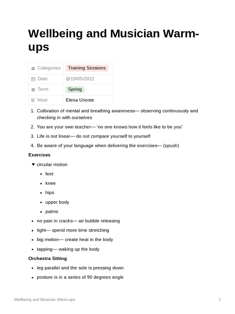 Wellbeing and Musician Warm-Ups | PDF | Self-Improvement | Wellness