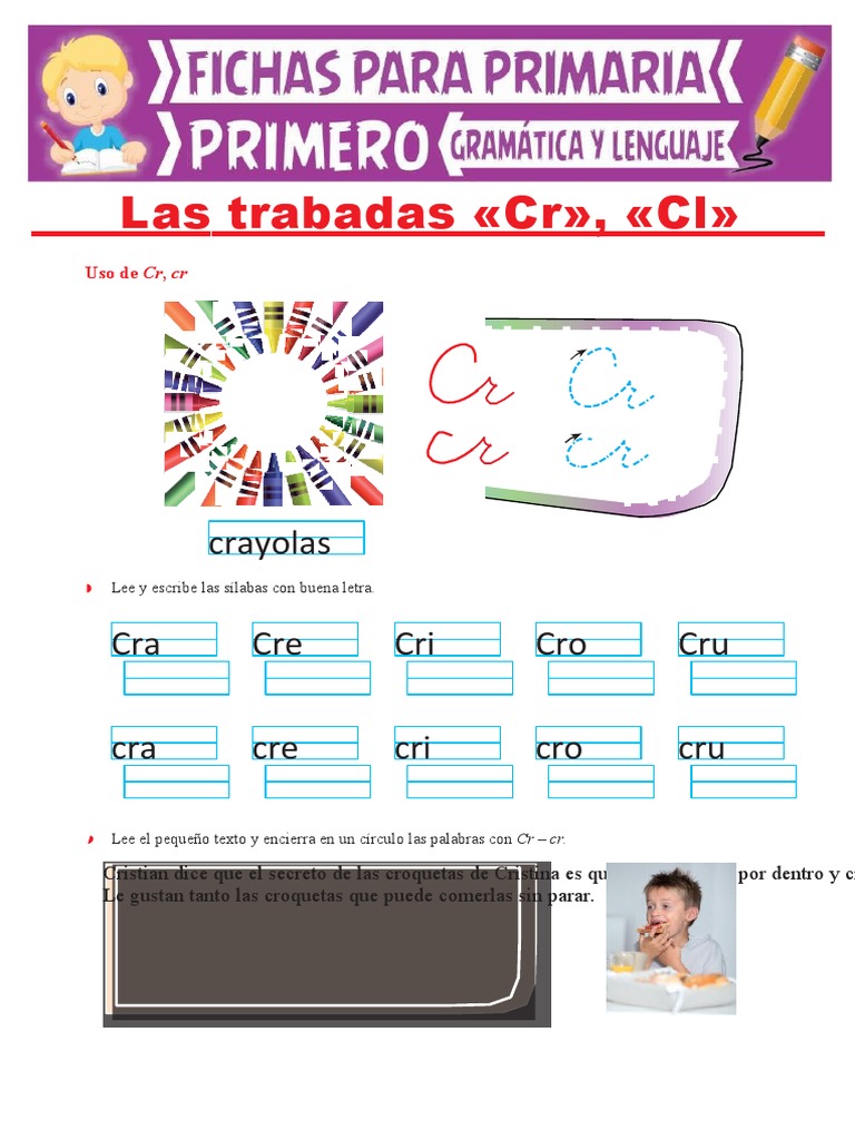 Actividades con sílabas "cr" y "cl" | PDF