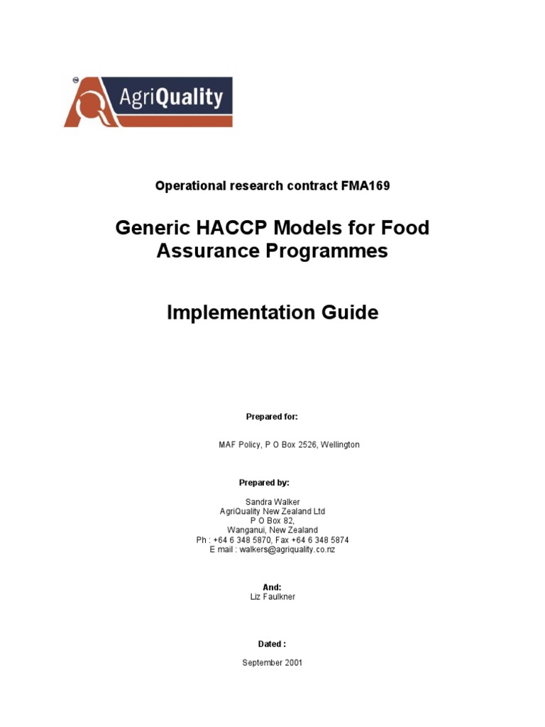 Generic HACCP Models For Food | PDF | Hazard Analysis And Critical ...