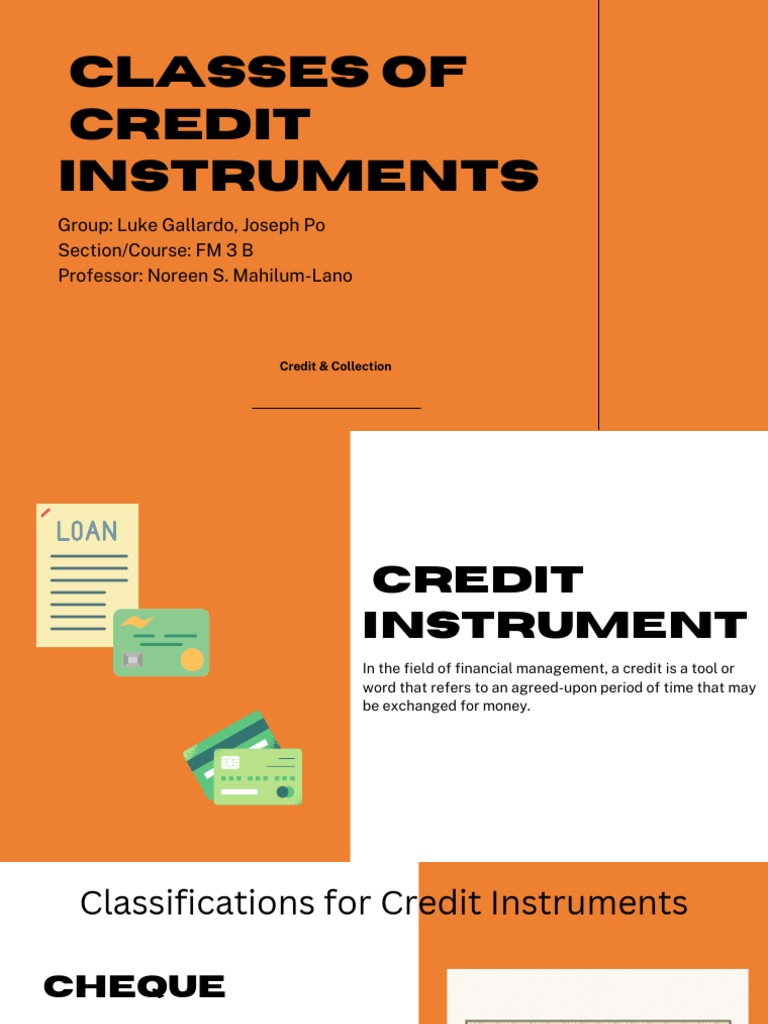Classes of Credits and Instruments | PDF | Cheque | Money