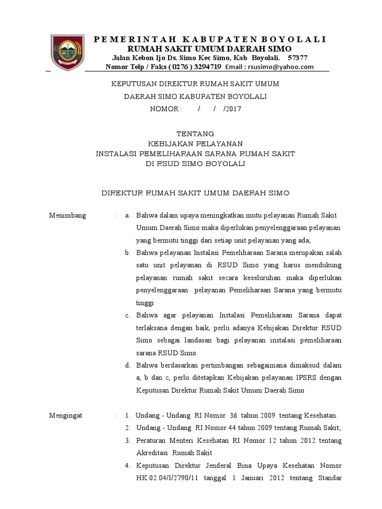 SK Kebijakan Pelayanan Ipsrs | PDF