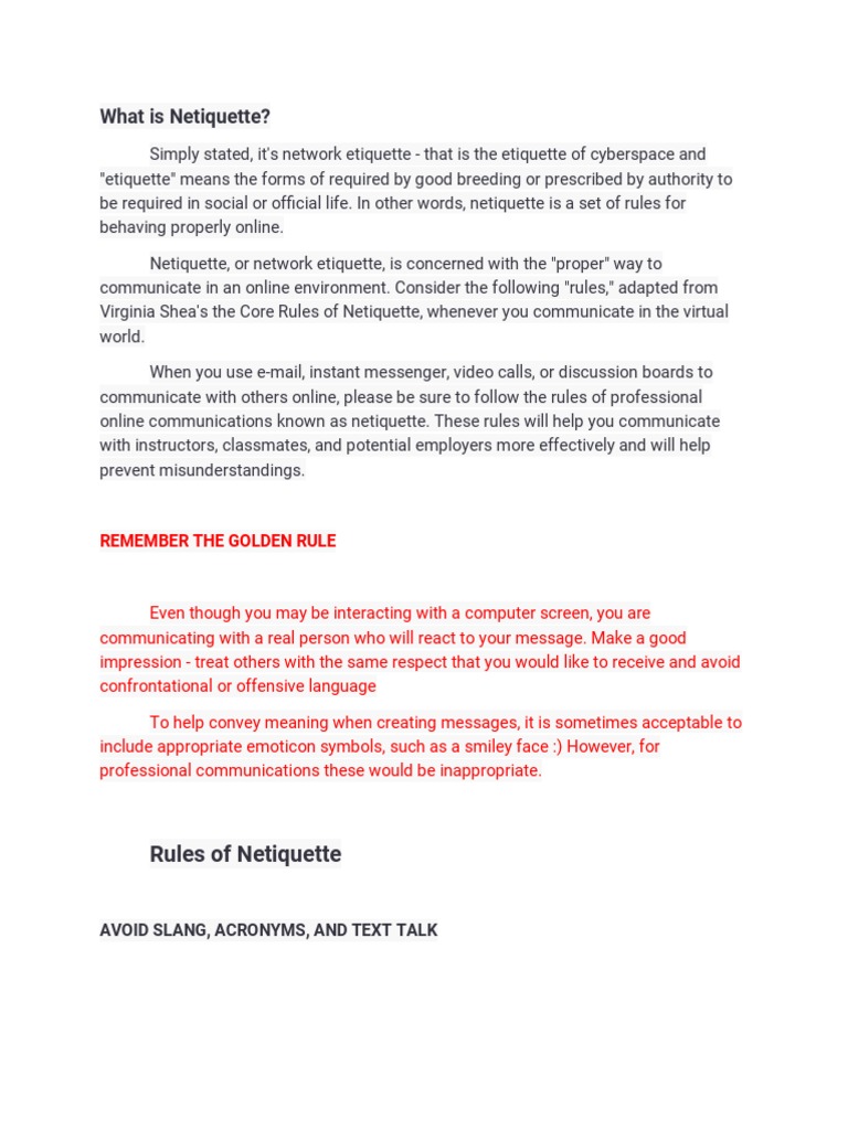 What Is Netiquette | PDF | Computer Network | Linguistics