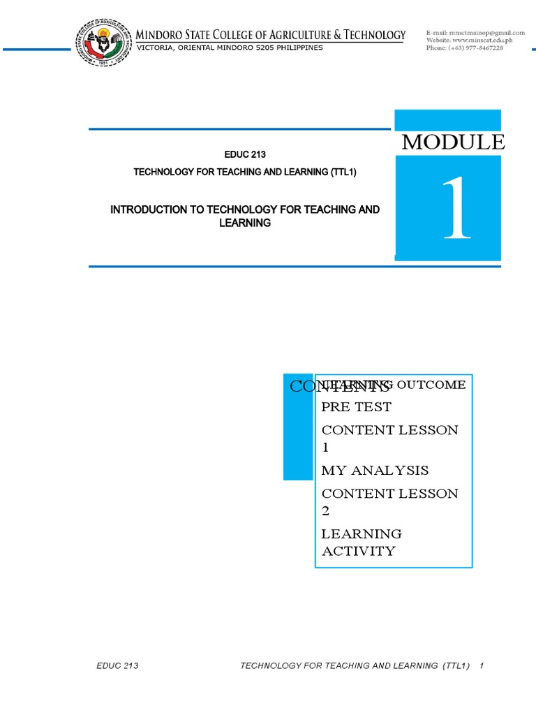 TTL 1 Module 1 | PDF | Teaching Method | Educational Technology