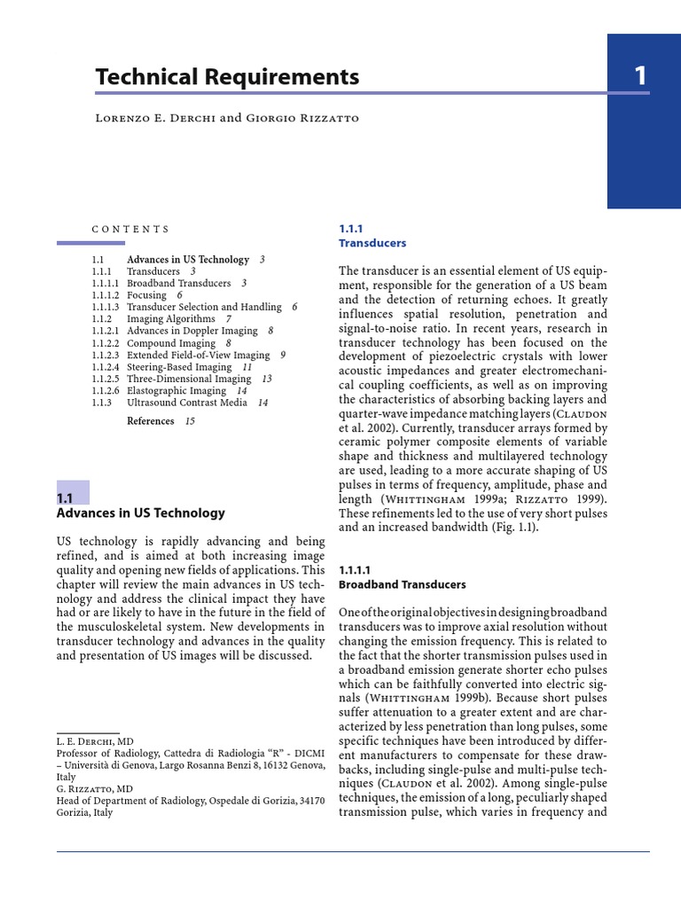 Technical Requirements | PDF | Medical Ultrasound | Medical Imaging