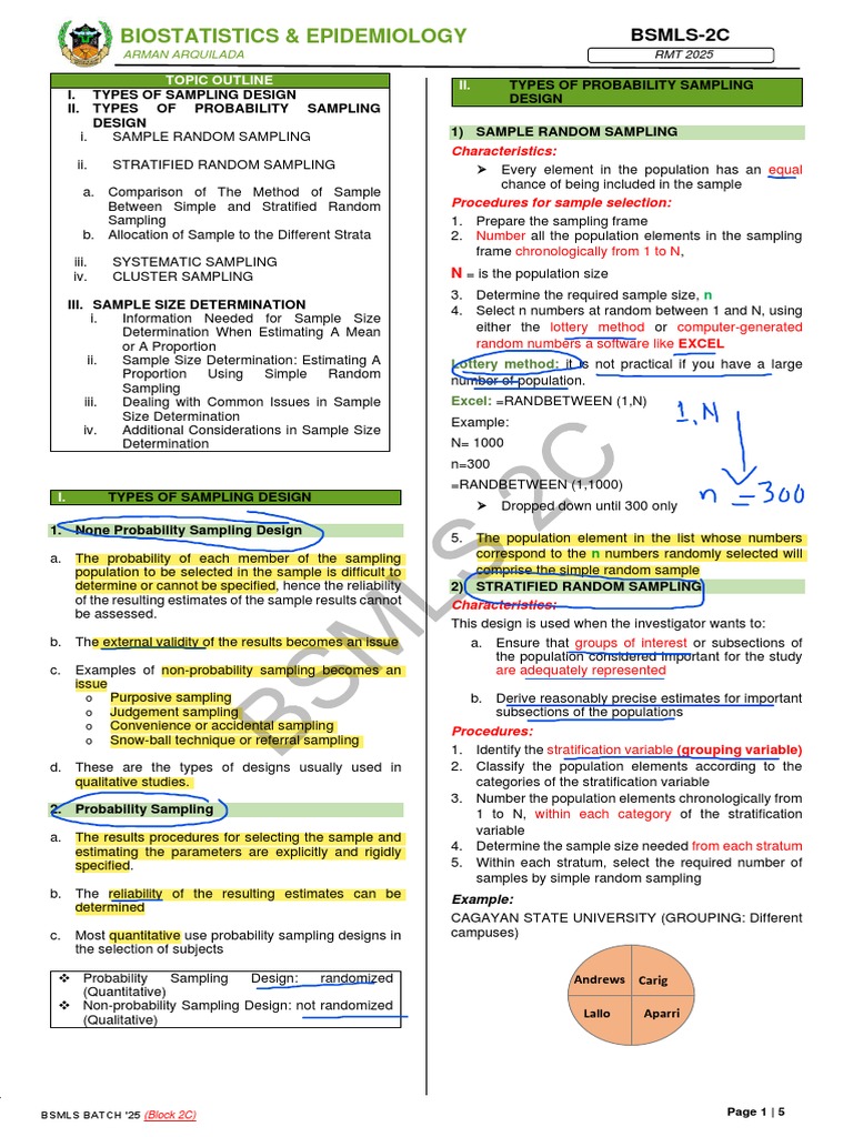 05 Biostat | PDF | Sampling (Statistics) | Sample Size Determination