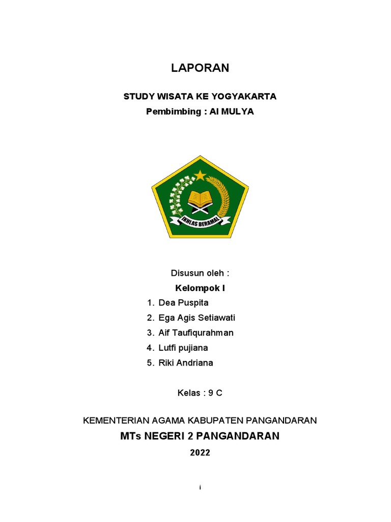 CONTOH LAPORAN STUDY TOUR KE YOGYAKARTA Kelompok 1 | PDF