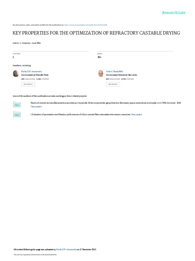 Key Properties For The Optimization of Refractory | PDF | Refractory | Evaporation