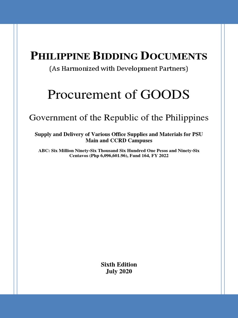 Philippine Bidding Documents for Goods | PDF | Procurement | Prices