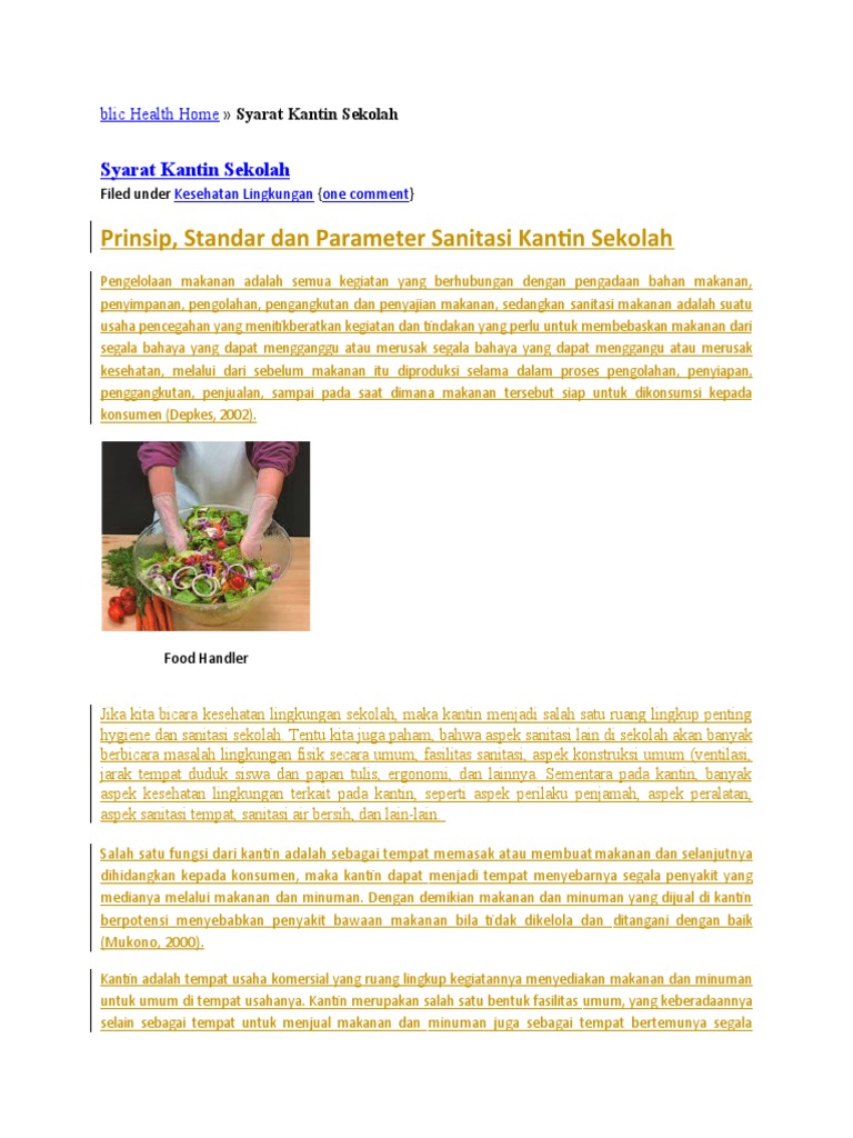 Prinsip Standar Parameter Kantin | PDF