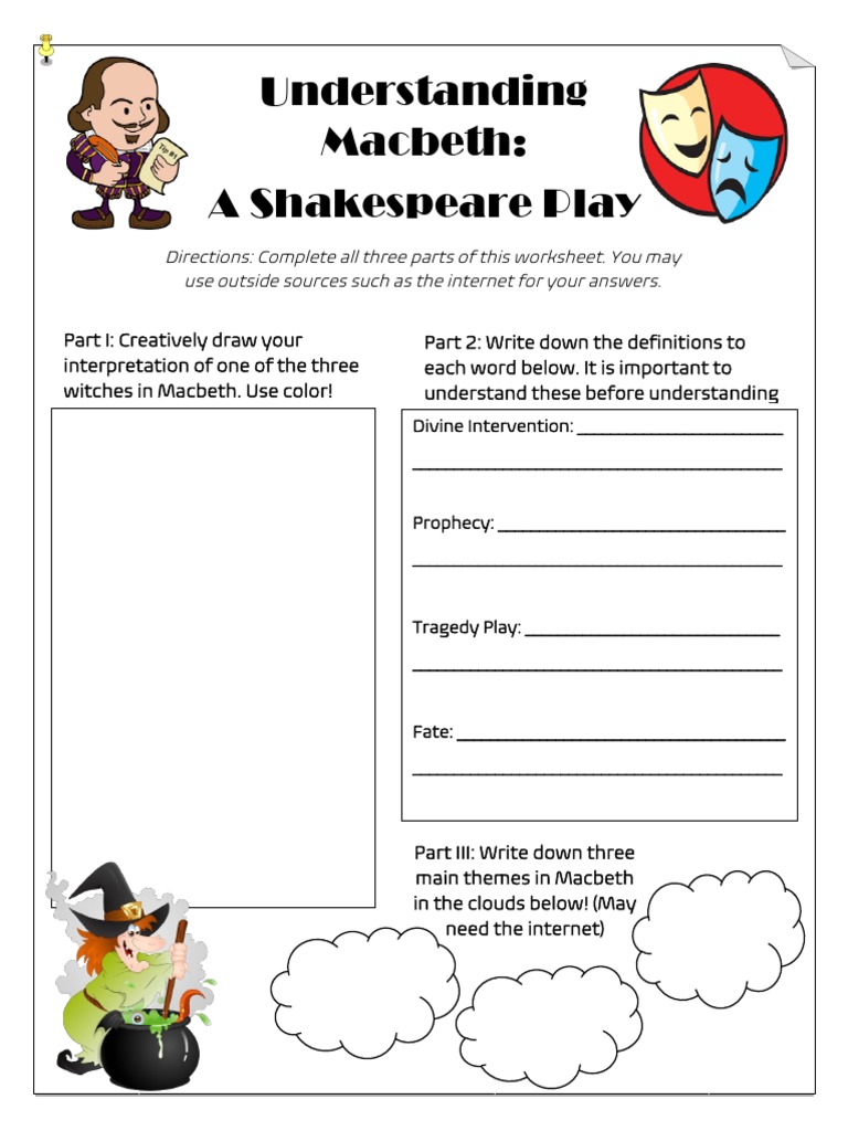 Macbeth Themes and Activities Worksheet | PDF