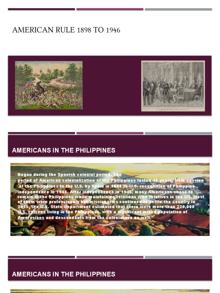 Americans RULE 1898 To 1946 | PDF | Philippines