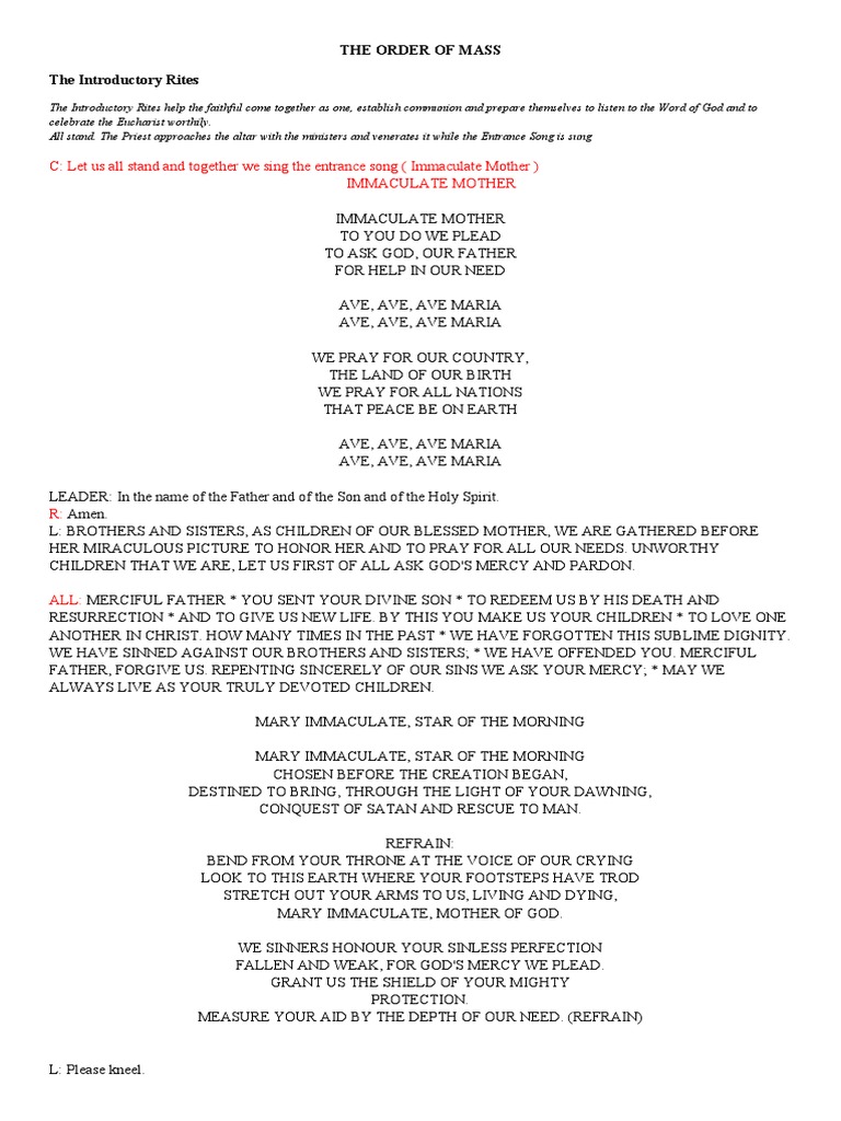 The Order of Mass - Mass With Novena | PDF