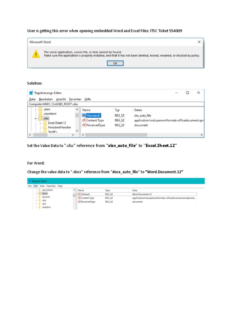 User Is Getting This Error When Opening Embedded Word and Excel Files | PDF | Computers