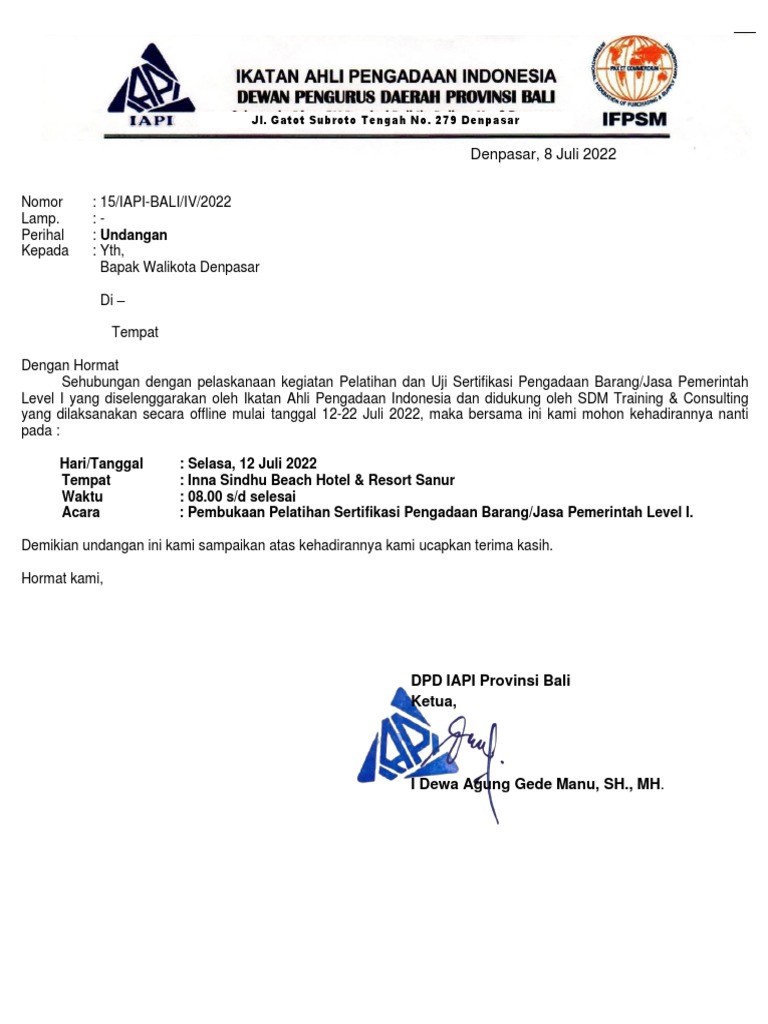 Contoh Surat Undangan Walikota | PDF