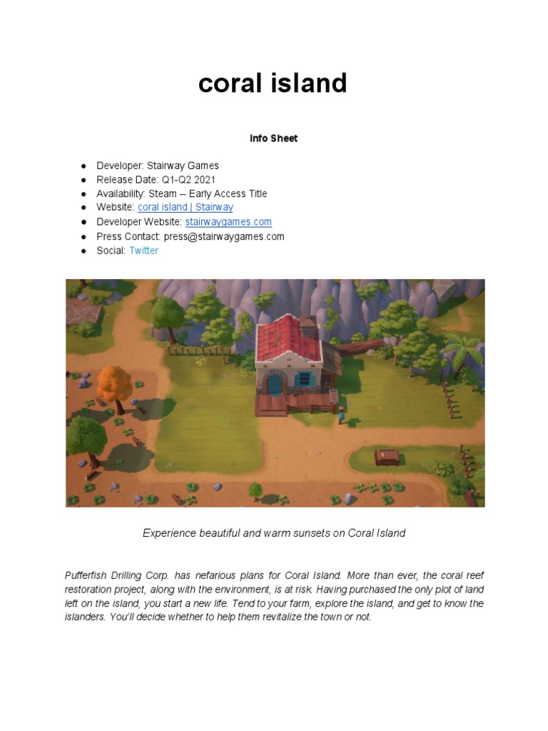 Coral Island - Info Sheet | PDF | Coral | Natural Environment