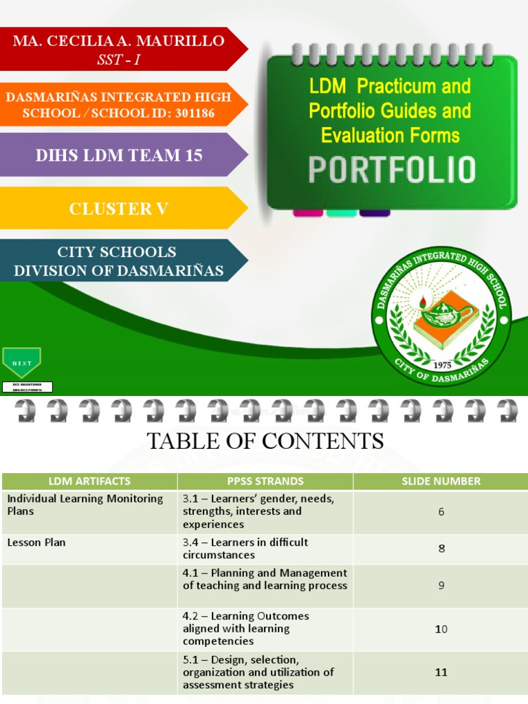FINAL LDM Portfolio Template MAPEH Department | PDF | Lesson Plan | Learning