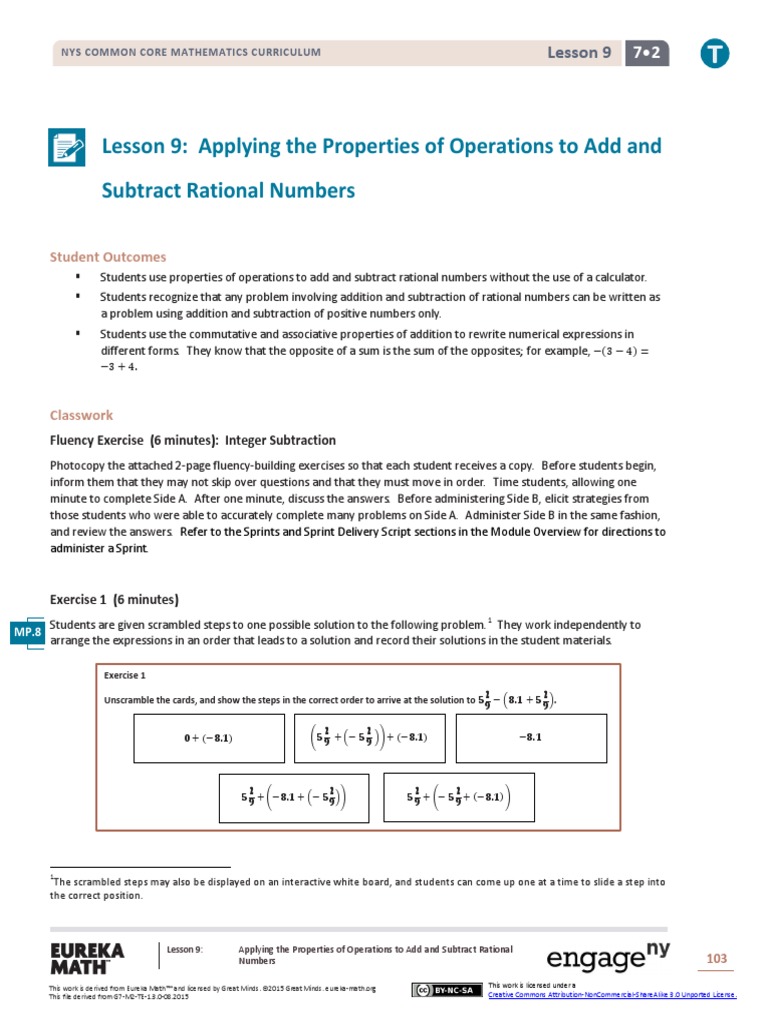 Math g7 m2 Topic A Lesson 9 Teacher | PDF | Numbers | Creative Commons ...