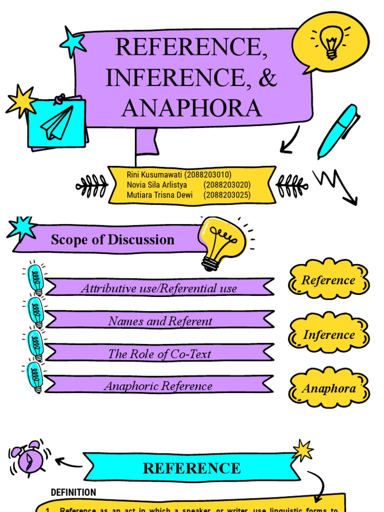 Reference, Inference, & Anaphora (Rini, Novia, Mutiara) | PDF | Pronoun | Grammar