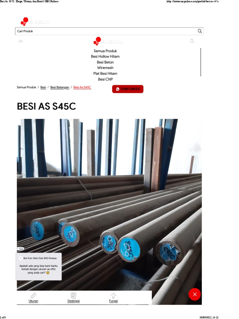 Besi As S45C Harga, Ukuran, Dan Berat SMS Perkasa | PDF