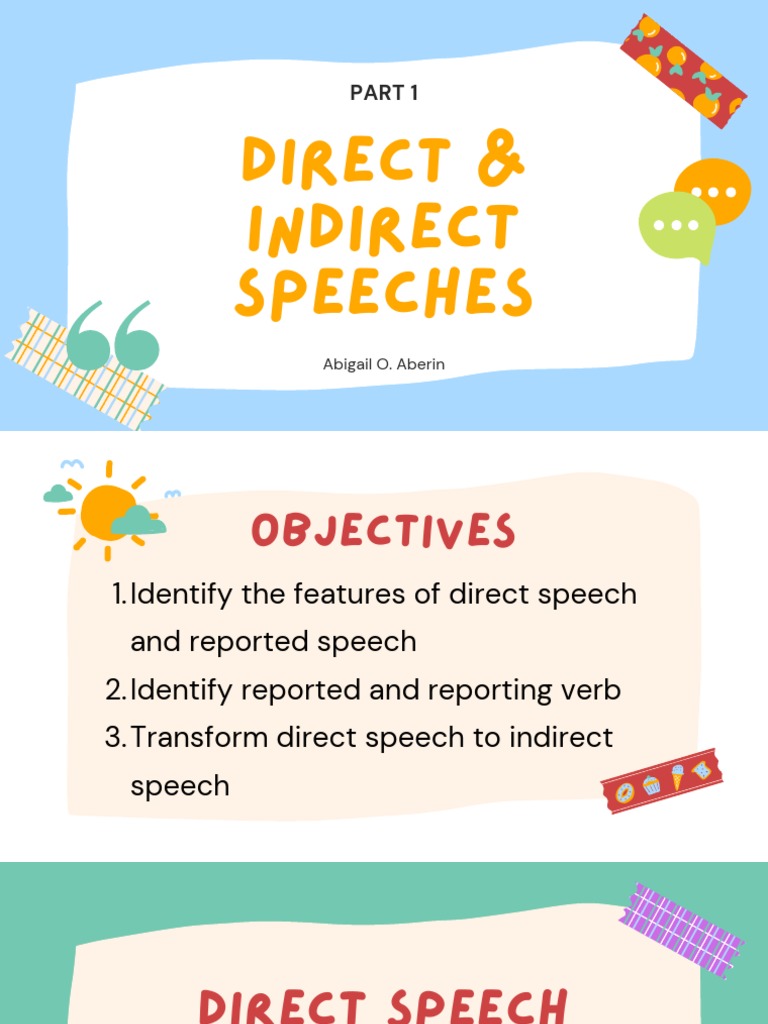 Part 1 - DIRECT AND INDIRECT SPEECH | PDF | Verb | Linguistics