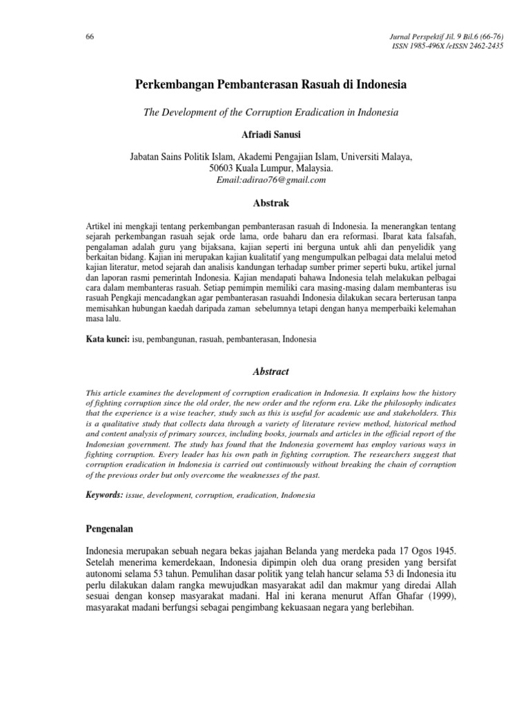 Pembanterasan Rasuah di Indonesia | PDF