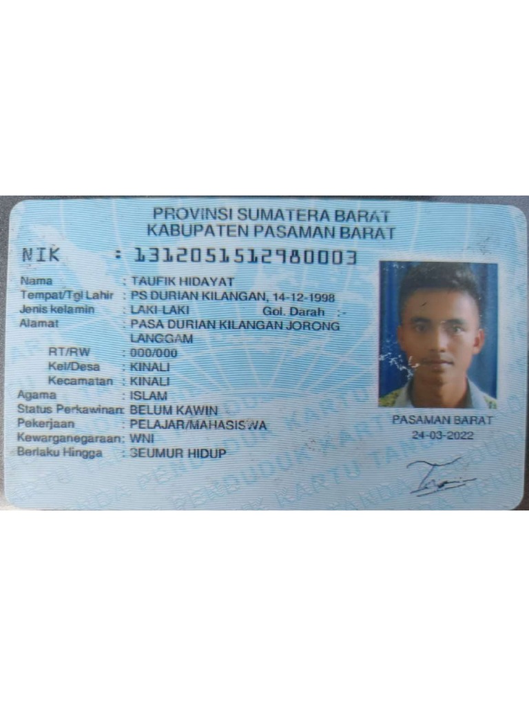 KTP Dan KK Taufik Hidayat, SE | PDF