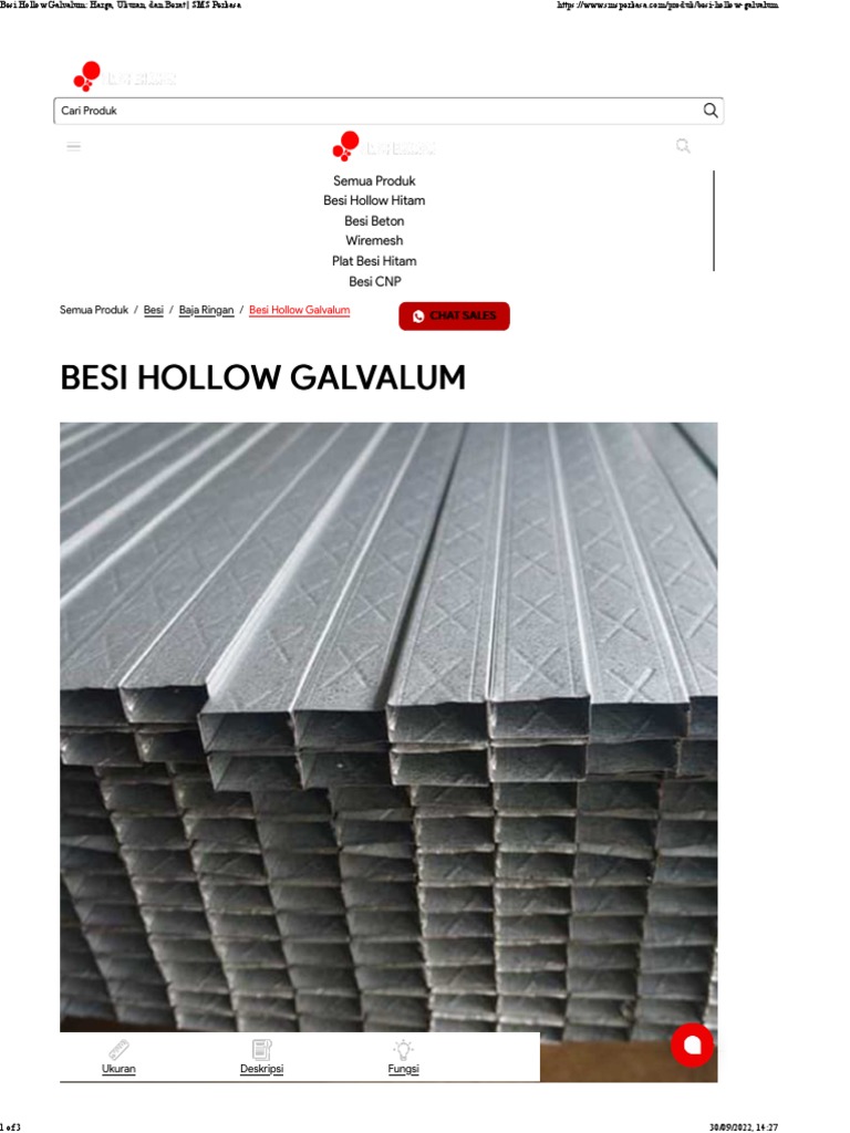 Besi Hollow Galvalum Harga, Ukuran, Dan Berat SMS Perkasa | PDF