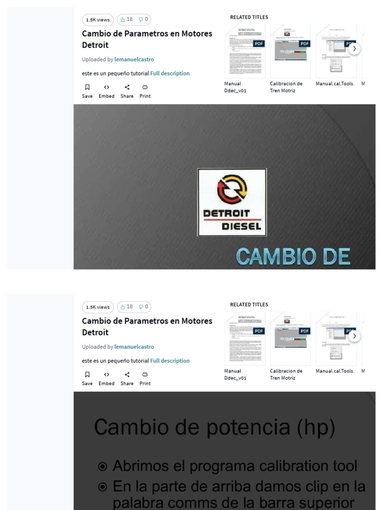 PDF Cambio de Parametros en Motores Detroit - Compress | PDF | Vehículos | Tecnología de vehículos