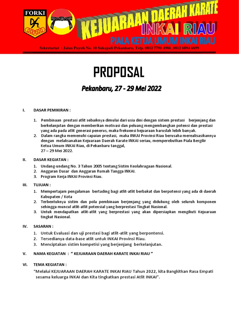 Proposal Kejurda Inkai Riau - 2022 Oke-1 | PDF