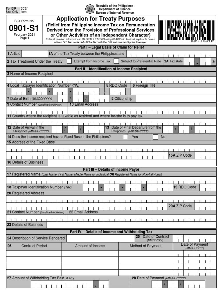 BIR Form No. 0901-S1 | PDF | Taxes | Taxpayer