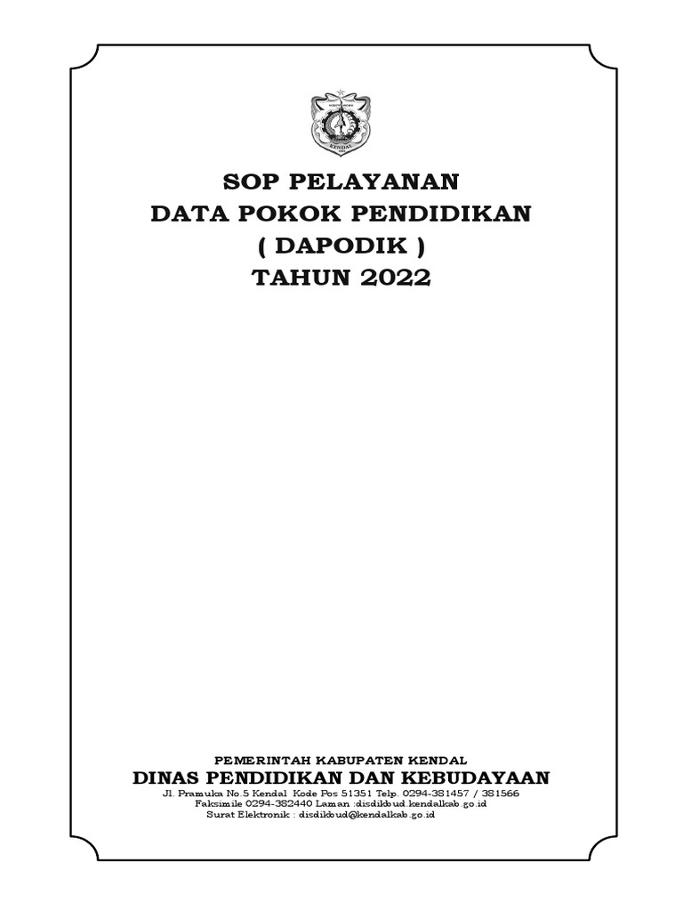 Sop. Dapodik 2022 Kabupaten Kendal | PDF