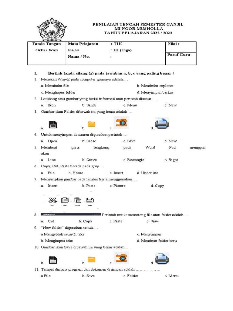 Soal TIK Kls 3 PTS | PDF