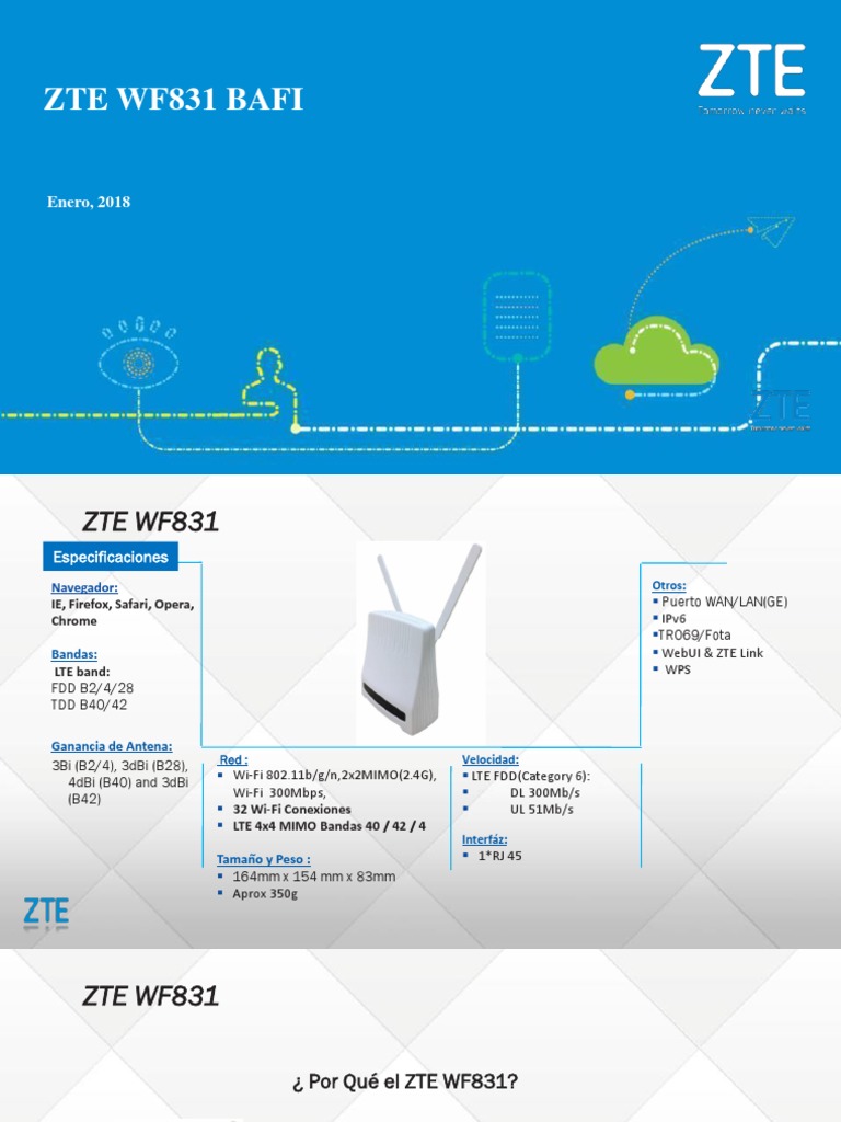 Zte Bafi WF831 | PDF | Módem | Lte (Telecomunicaciones)