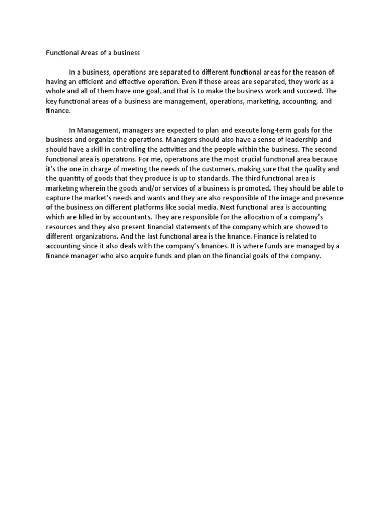 Functional Areas of A Business | PDF