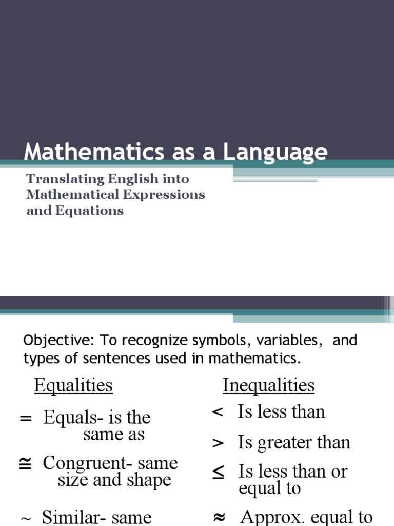 2.2. Mathematics As A Language Part 2 | PDF | Equations | Inequality (Mathematics)