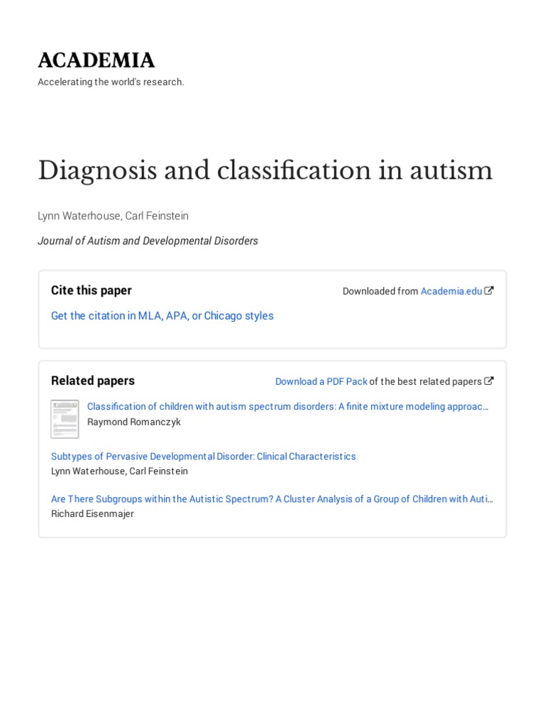 Diagnosis and Classification Autism DSM | Download Free PDF | Autism | Diagnostic And ...