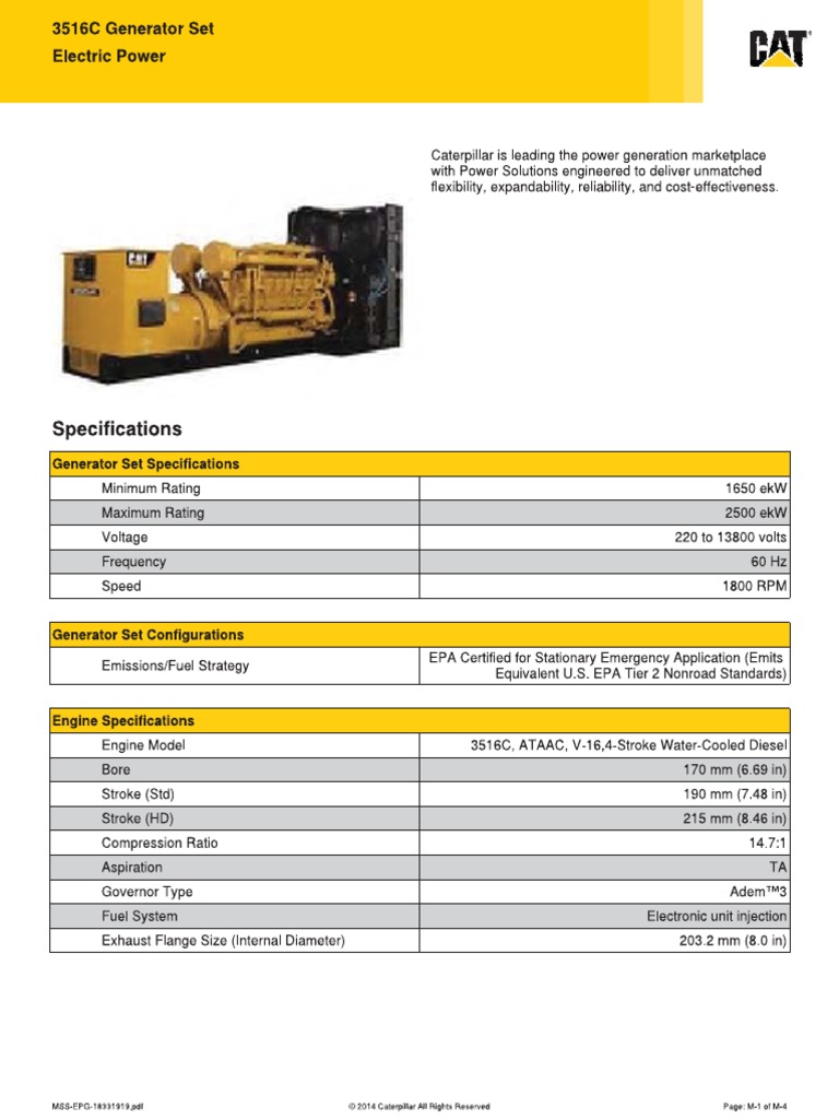 Caterpillar 3516c 2500kw CAT 3516C HD | PDF