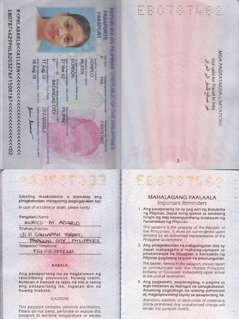 Philippine Passport Sample Guidelines | PDF