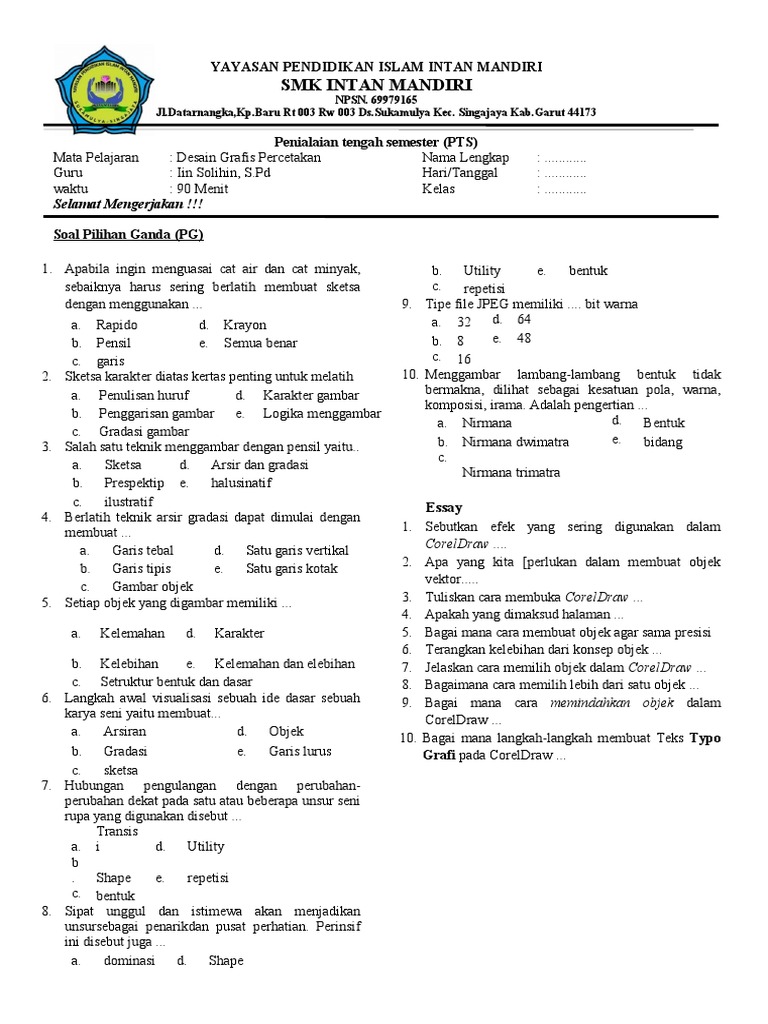 Soal PTS KLS 11 MM | PDF | Seni