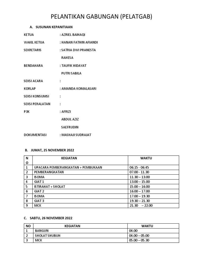 Pelantikan Gabungan PELATGAB 2022 | PDF