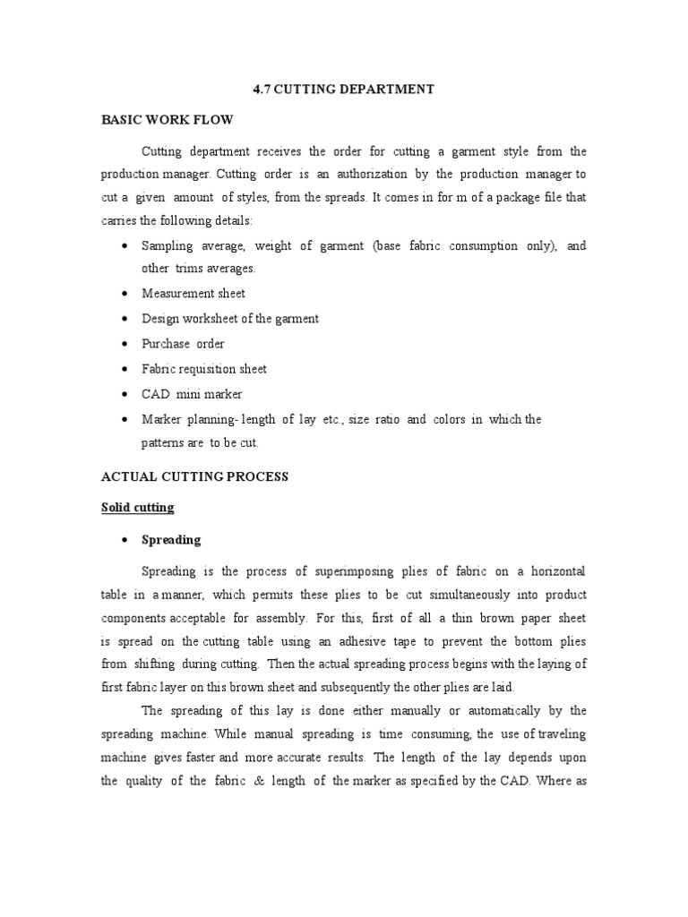 Cutting Department | Download Free PDF | Embroidery | Sewing