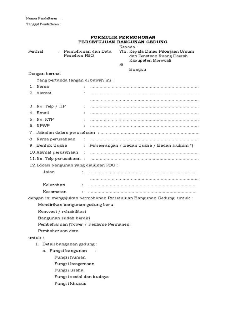 Permohonan Persetujuan Bangunan Gedung | PDF | Teknologi & Rekayasa