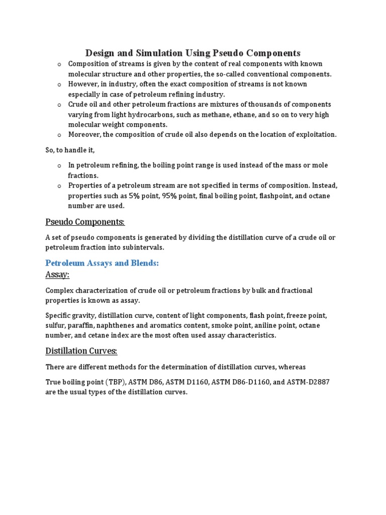 Pseudo Components in Petroleum Design | PDF | Distillation | Petroleum