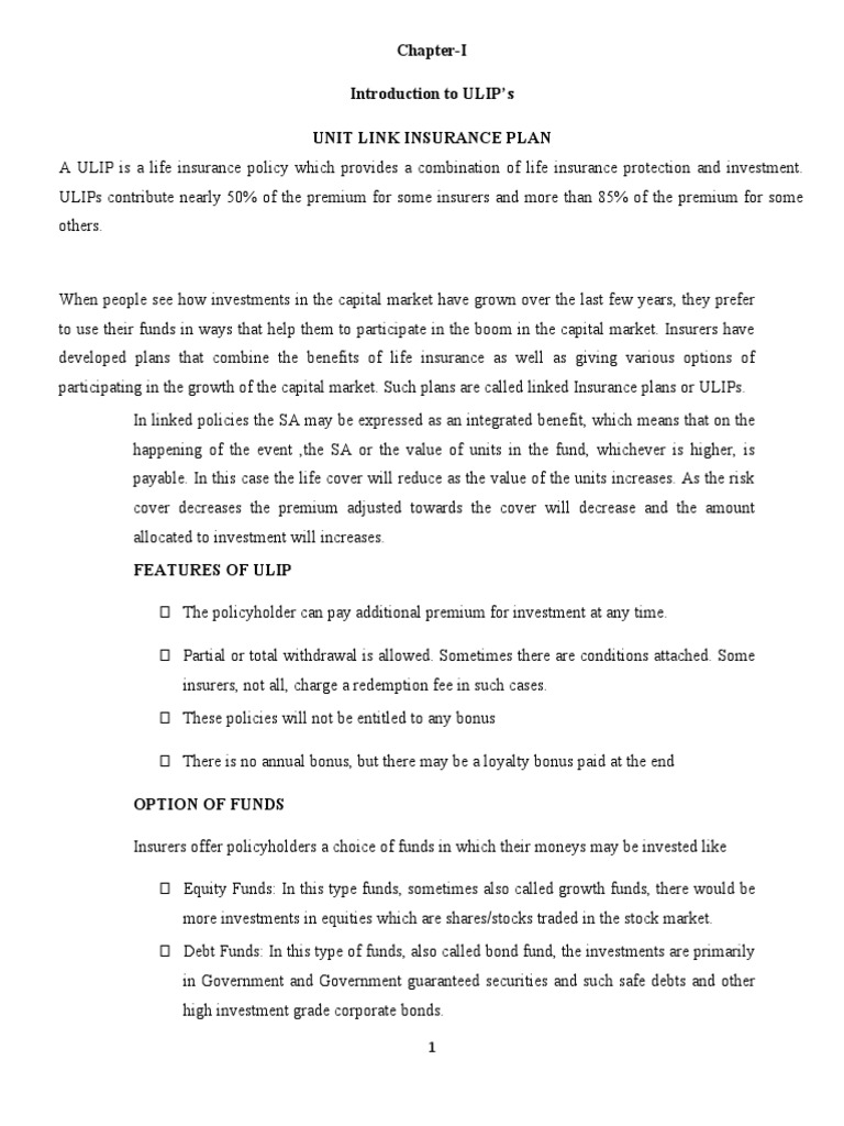 Ulip Project | PDF | Insurance | Life Insurance