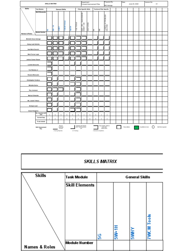 WCM Pillars Skills Matrix | PDF | Risk | Safety