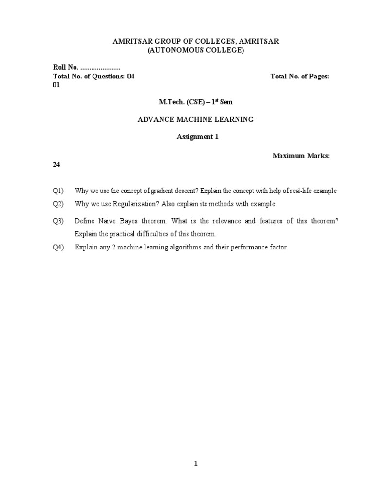 ML Assignment1 | PDF | Technology & Engineering