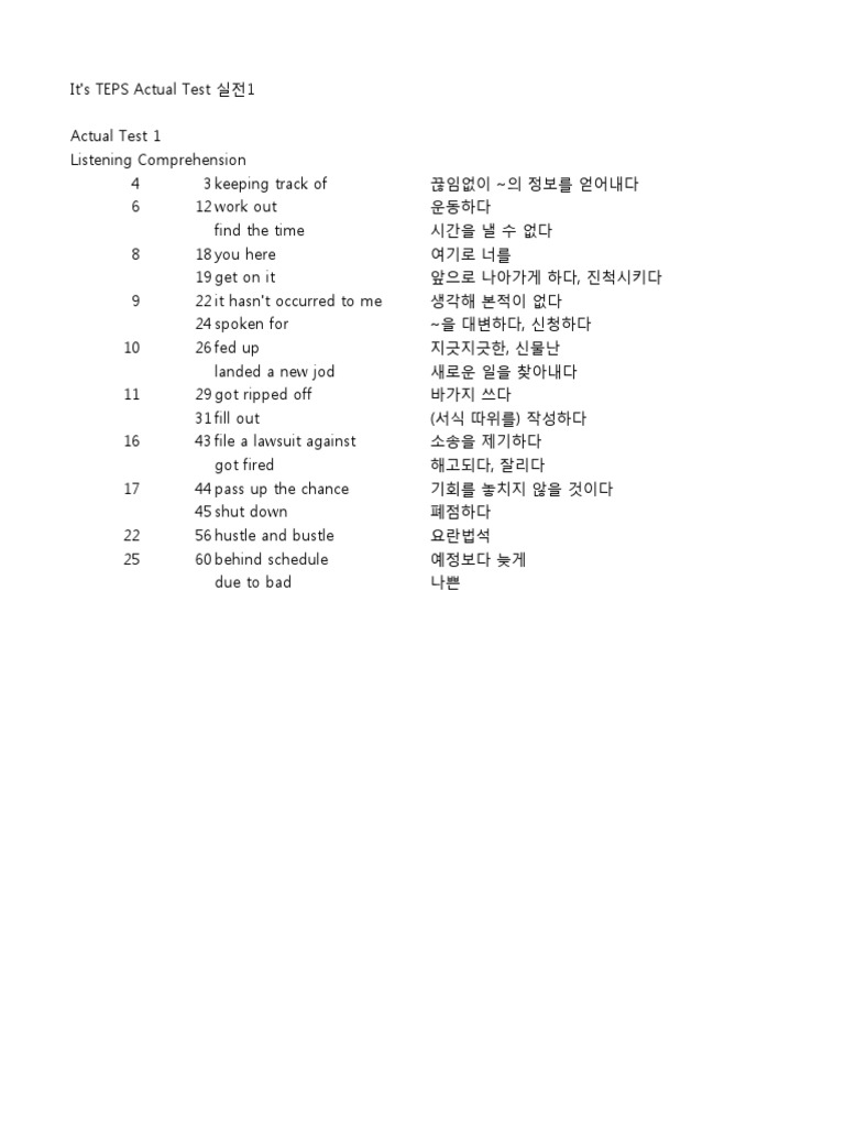 It - s Teps 실전1 Test 1 Idiom | PDF
